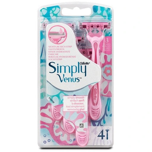 Gillette Simply Venus 3 Blade Disposable Razors, 4 Count | US2DK