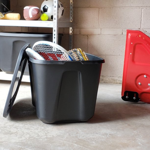 Mainstays 18 Gallon Plastic Storage Bin, Black | US2DK