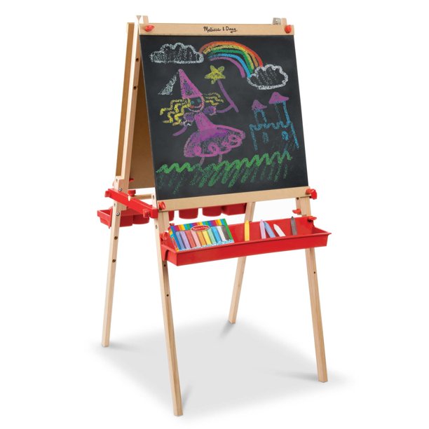 Deluxe Magnetic Standing Art Easel With Chalkboard, Dry-Erase Board | US2DK