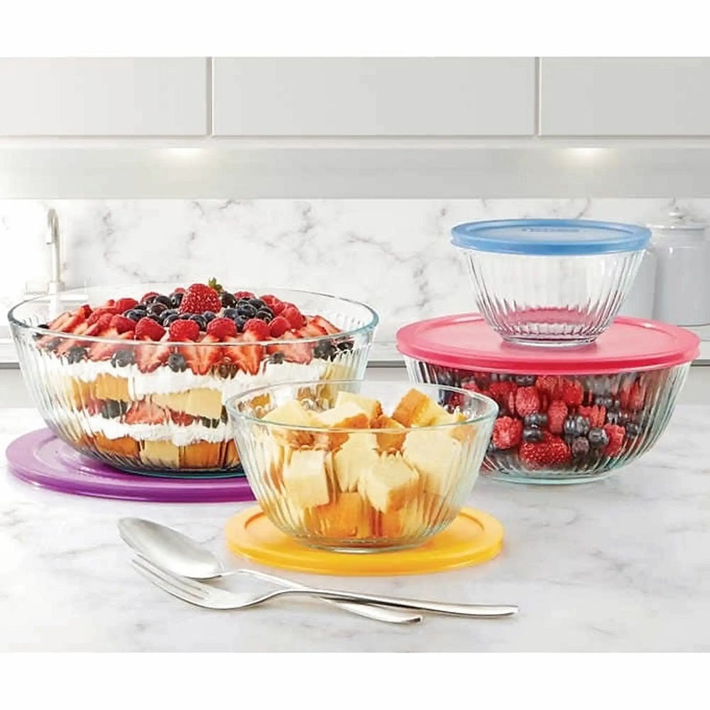 Pyrex 8-piece Sculpted Mixing Bowl Set with Lids | US2DK
