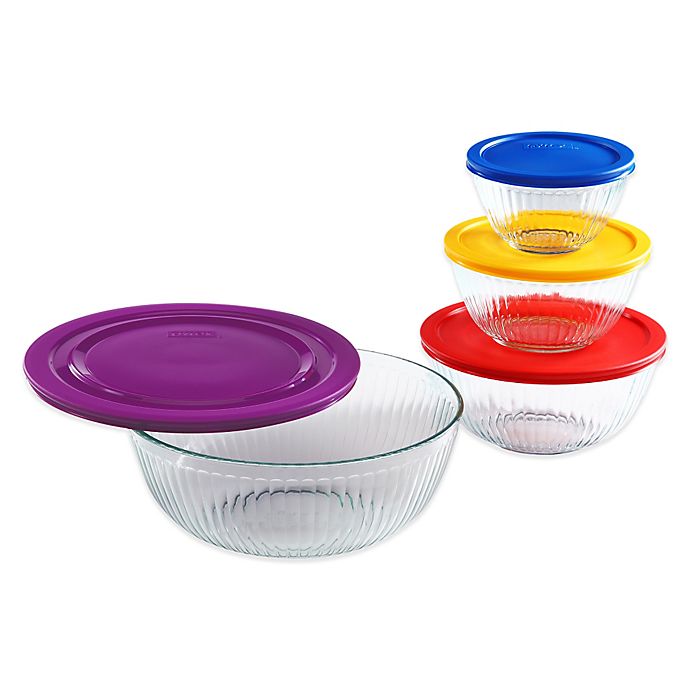 Pyrex 8-piece Sculpted Mixing Bowl Set with Lids | US2DK